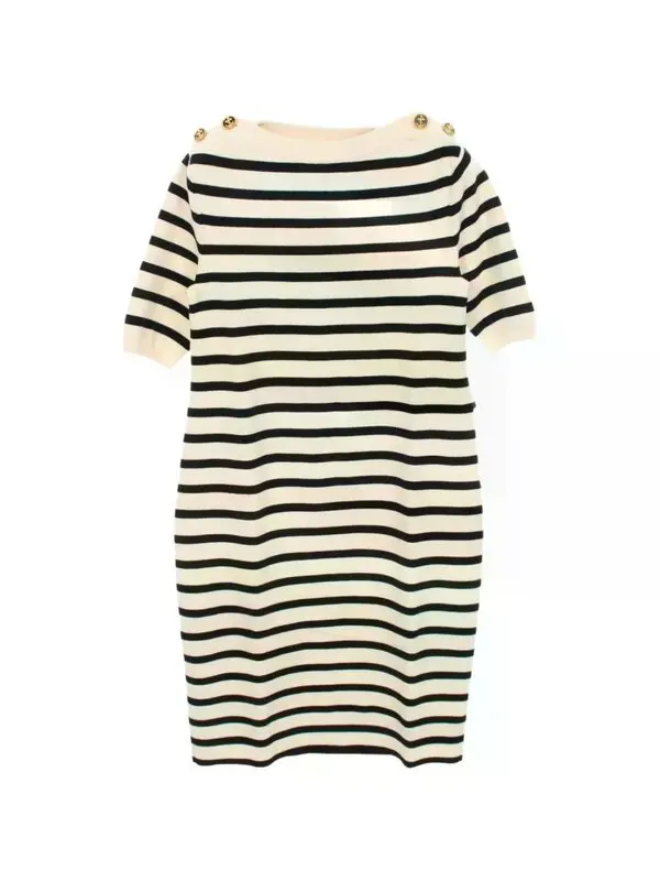 LOUIS VUITTON Striped Knit Mini Dress With Anchor Embossed Buttons