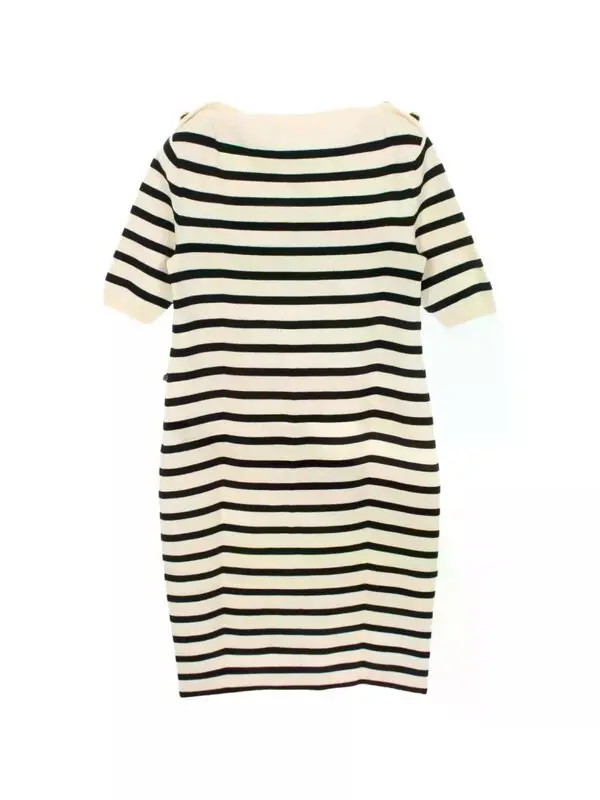 LOUIS VUITTON Striped Knit Mini Dress With Anchor Embossed Buttons