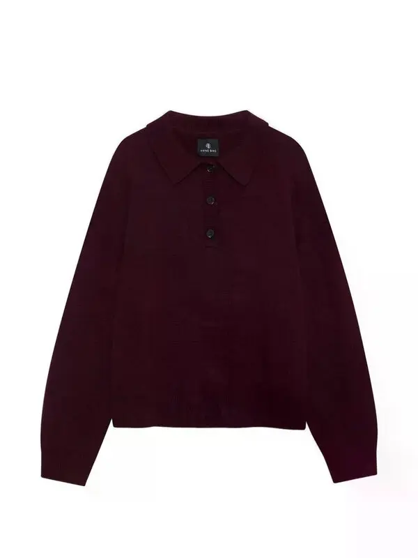 ANINE BING Lee Polo Sweater - Red