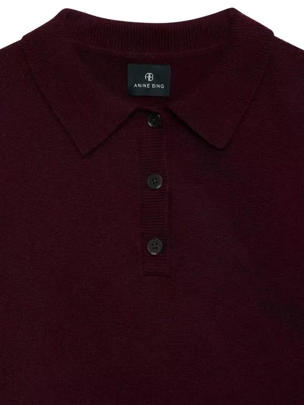 ANINE BING Lee Polo Sweater - Red