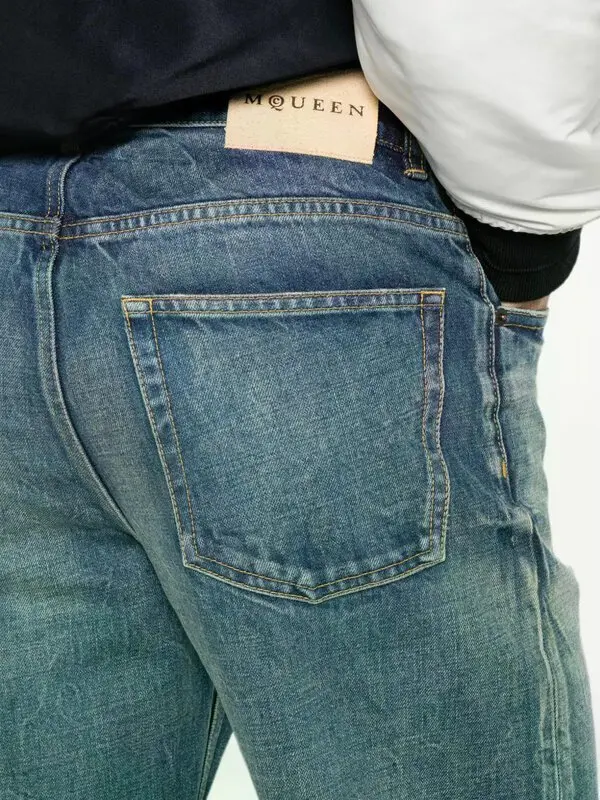 Alexander McQueen Button-fastening Faded Jeans