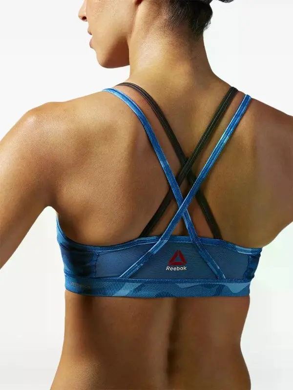 REEBOK Camouflage-print Sports Bra - Blue