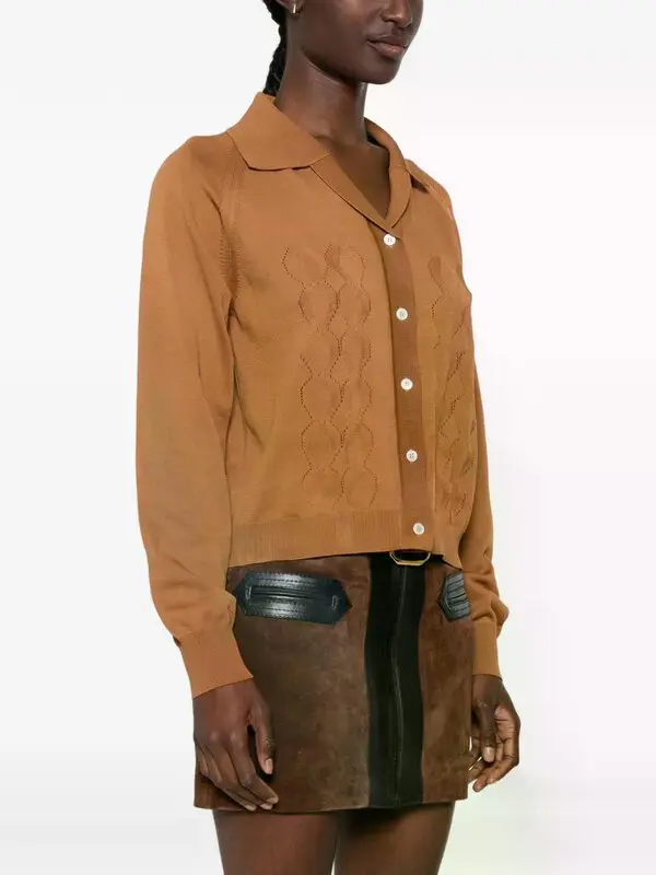 Marni Logo-embroidered Pointelle-knit Cardigan