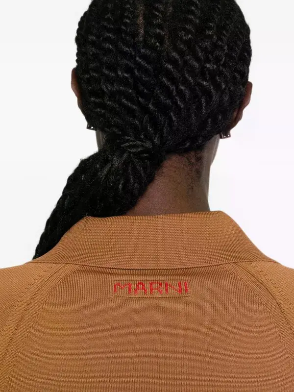 Marni Logo-embroidered Pointelle-knit Cardigan