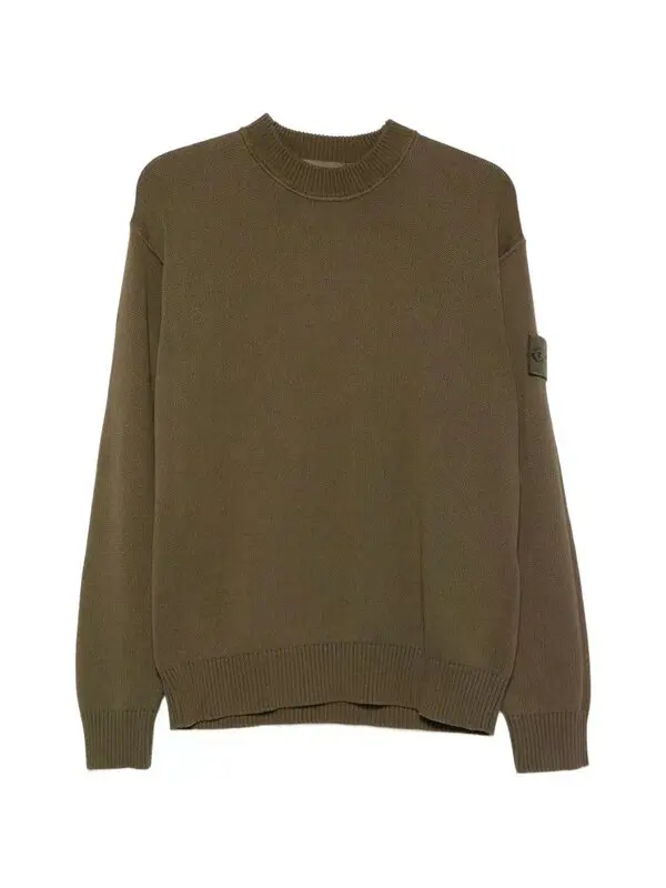 Stone Island Logo-patch Crew-neck Sweater - Green