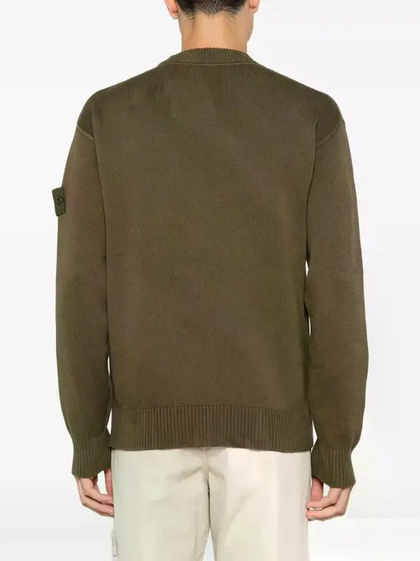 Stone Island Logo Patch Crew Neck Sweater - Green