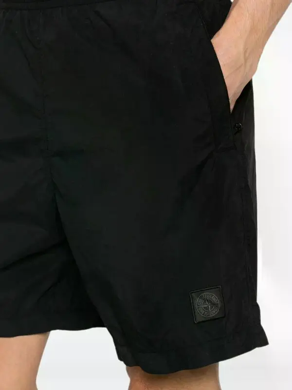 Stone Island Elasticated-waistband Logo Track Shorts - Black