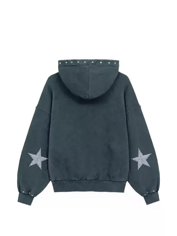 TWOJEYS Studded Zip-up Hoodie With Star Print