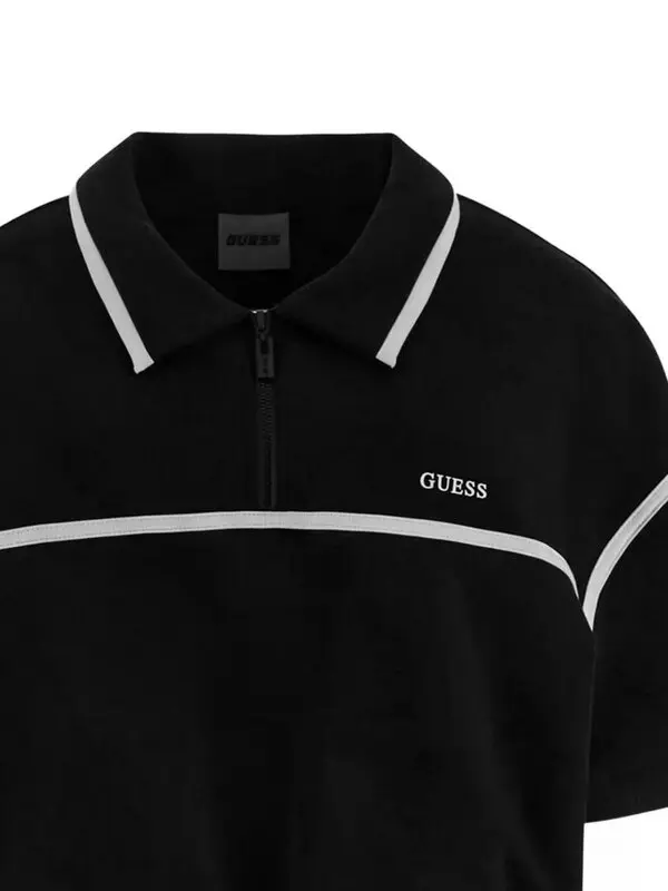 Guess Logo-embroidered Half-zip Polo Top