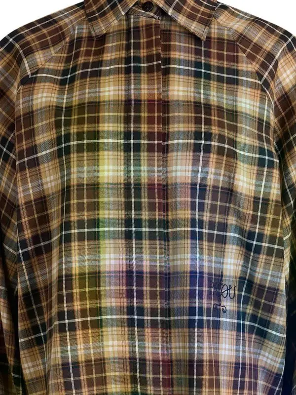 PATOU Bow-sleeve Check Blouse