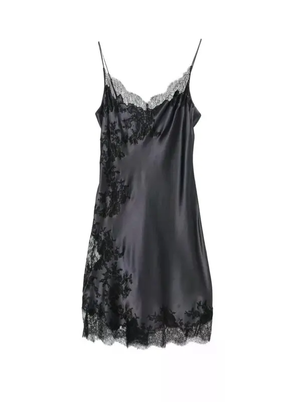 Carine Gilson Lace-trim Silk Nightdress - Blue