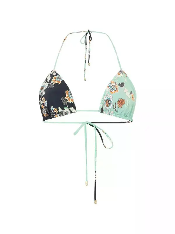 Roberto Cavalli Floral-print Triangle Bikini Top - Green