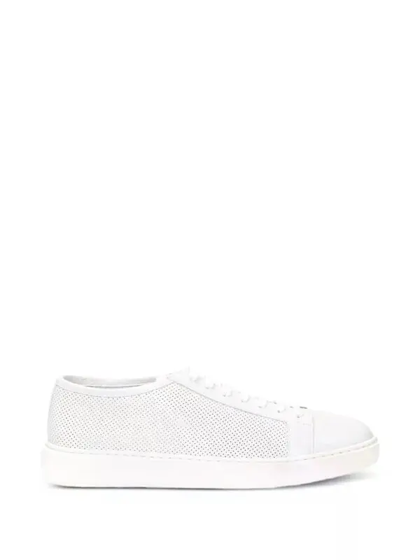 Santoni Perforated Leather Sneakers - White