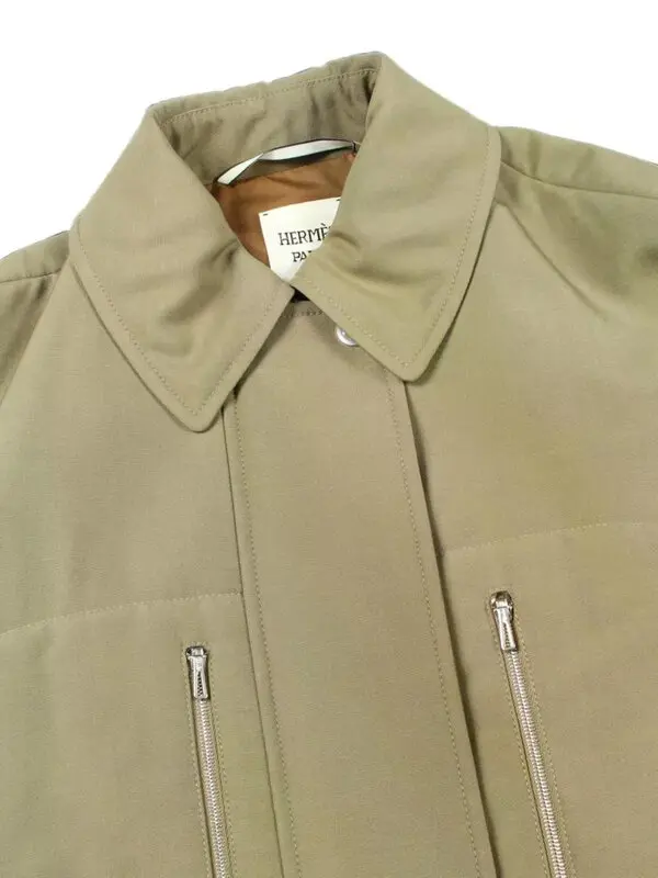 Hermès 2010s Sellier Khaki Wool Coat