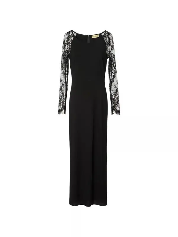 Valentino Garavani Lace-panel Long-sleeve Maxi Dress - Black