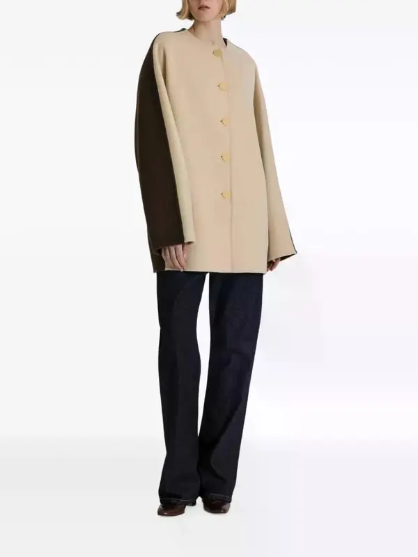 Alberta Ferretti Two-tone Button-up Wool Short Coat