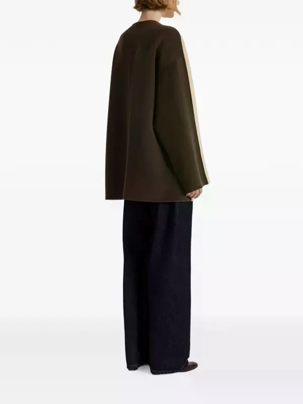Alberta Ferretti Two-tone Button-up Wool Short Coat