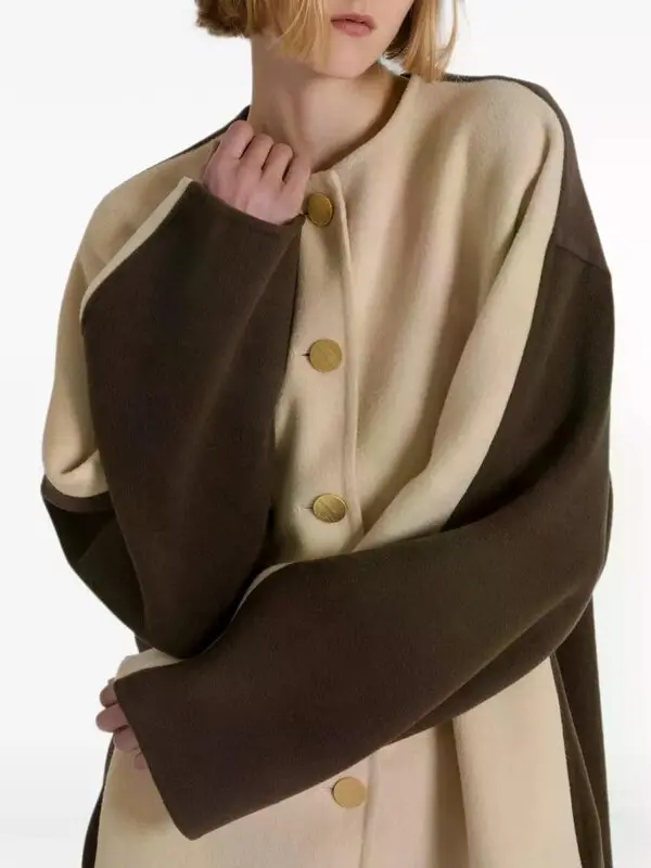 Alberta Ferretti Two-tone Button-up Wool Short Coat
