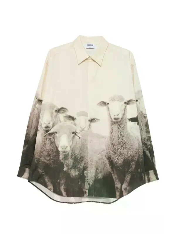 Moschino Print-detail Long-sleeve Shirt - Neutrals