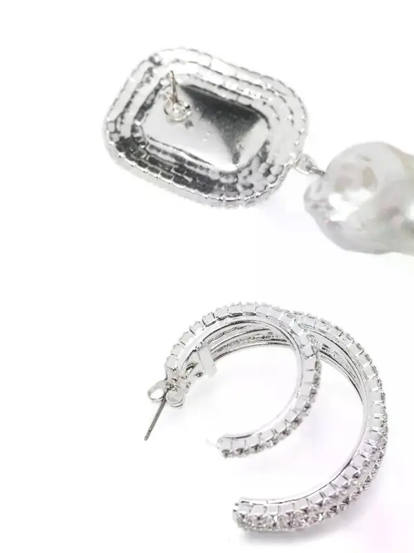 Magda Butrym Crystal-embellished Mismatched Hoop And Drop Earrings - Silver