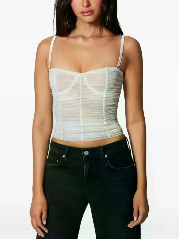 Kiki De Montparnasse Ruched Corset Top - White