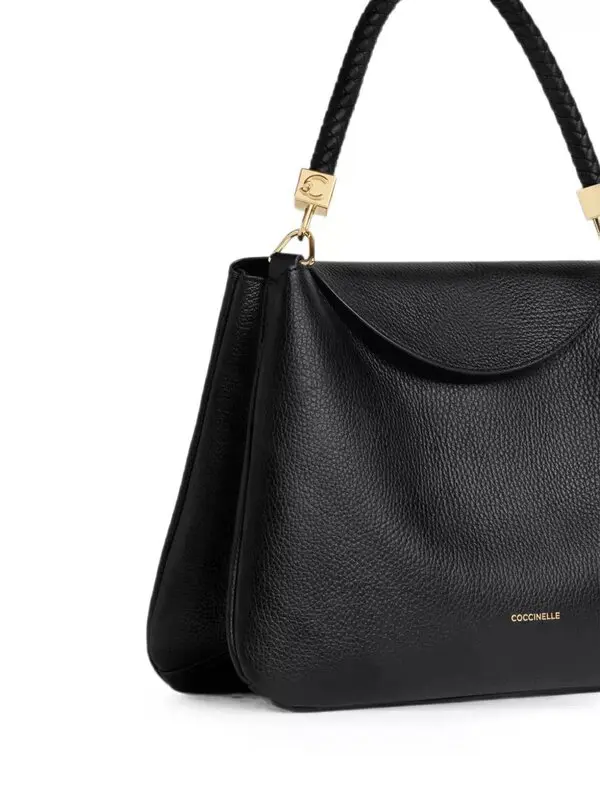 COCCINELLE Tiggy Braided-handle Leather Tote Bag - Black