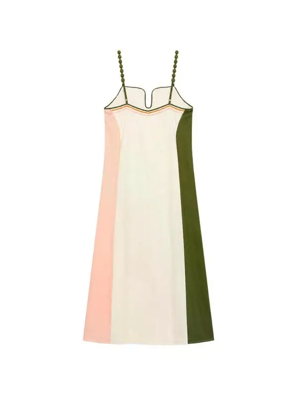 Farm Rio Embroidered Colour-block Maxi Dress