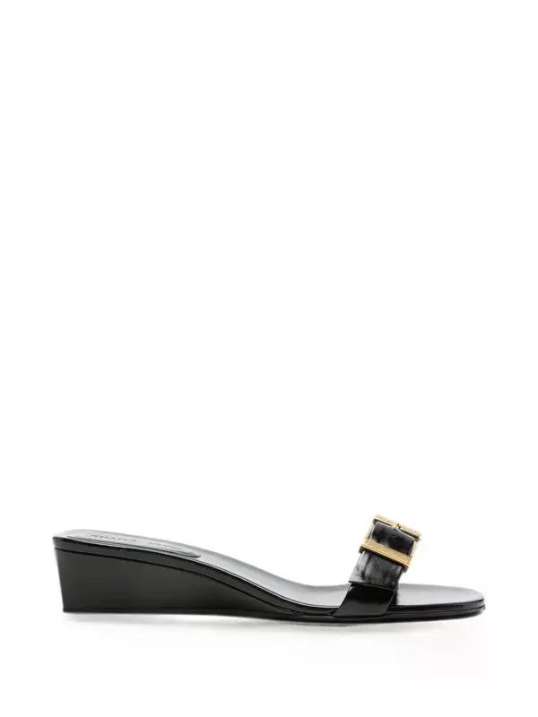 Khaite Manhattan Buckle-detail Wedge Sandals - Black