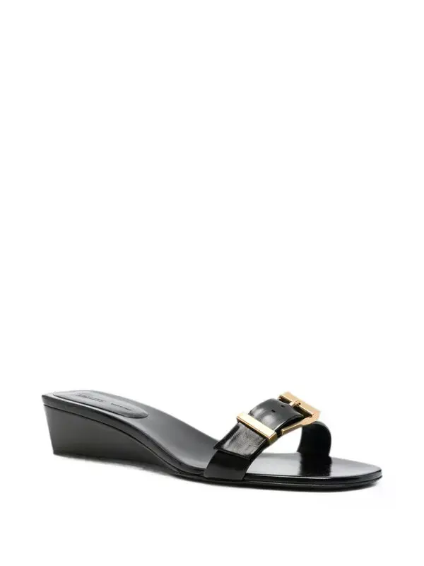 Khaite Manhattan Buckle-detail Wedge Sandals - Black