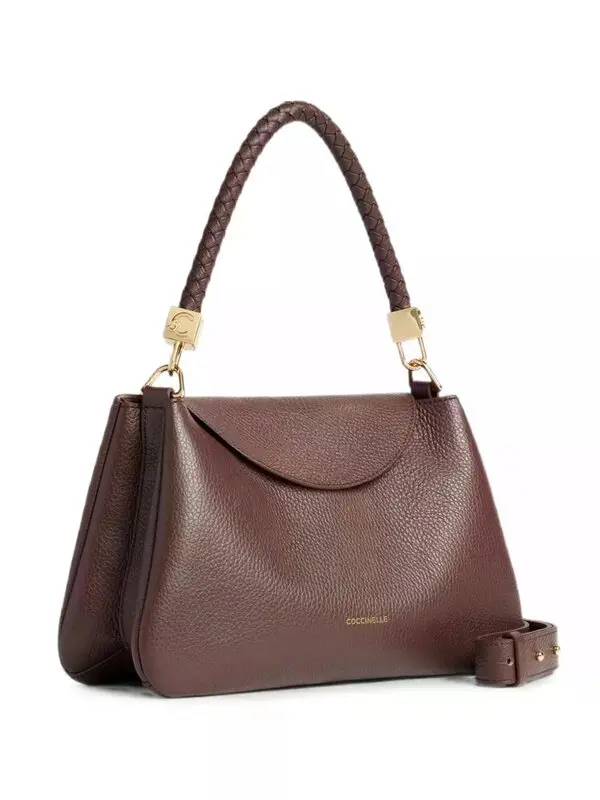 COCCINELLE Tiggy Braided-handle Pebbled Leather Tote Bag - Brown