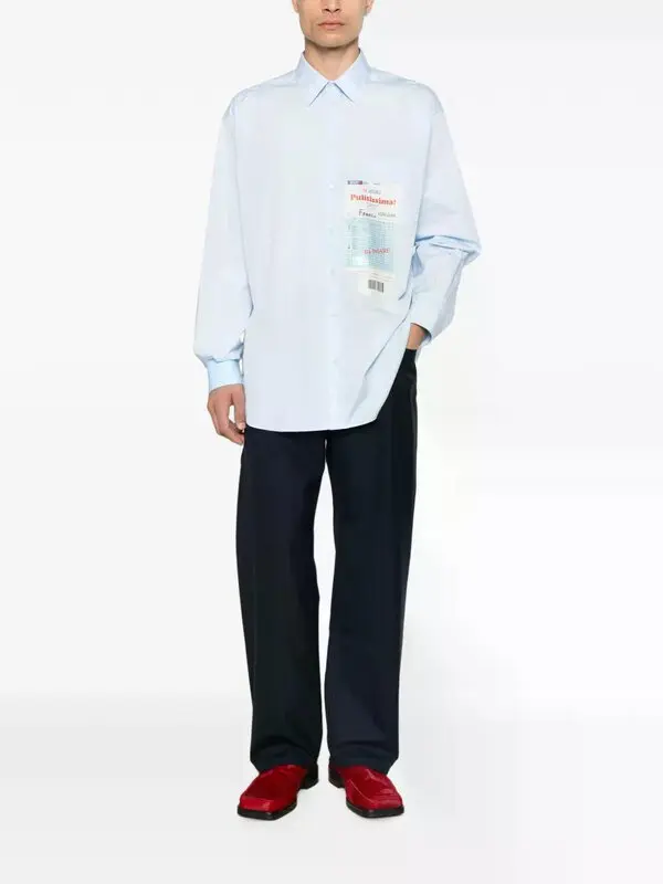 Moschino Graphic-print Patch-pocket Shirt - Blue