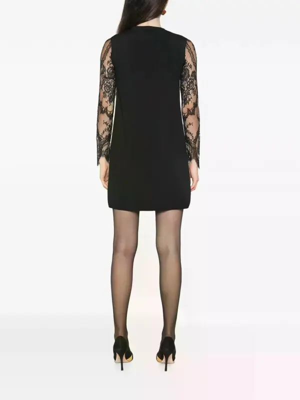 Valentino Garavani Lace-sleeve Mini Dress - Black