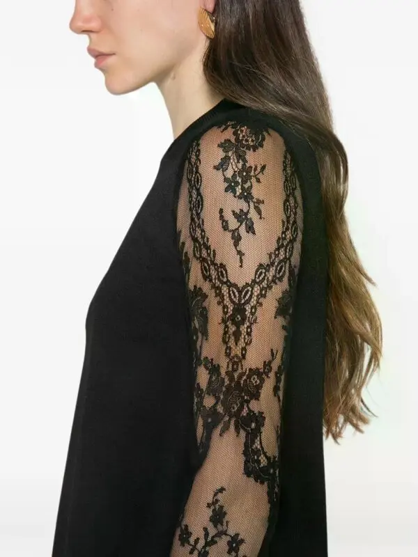 Valentino Garavani Lace-sleeve Mini Dress - Black