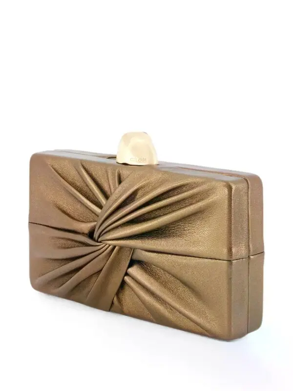 Cult Gaia Lisse Knotted Leather Clutch Bag - Brown