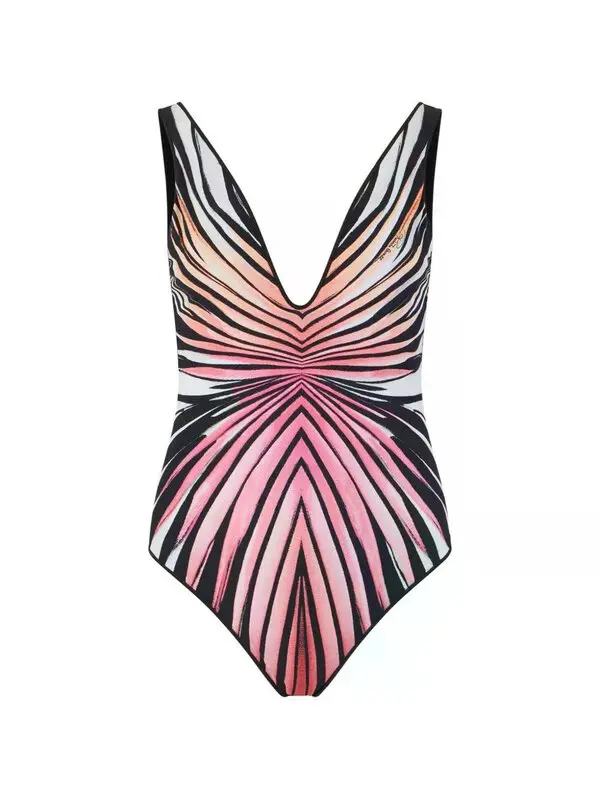 Roberto Cavalli Printed V-neck One-piece Swimsuit - Black