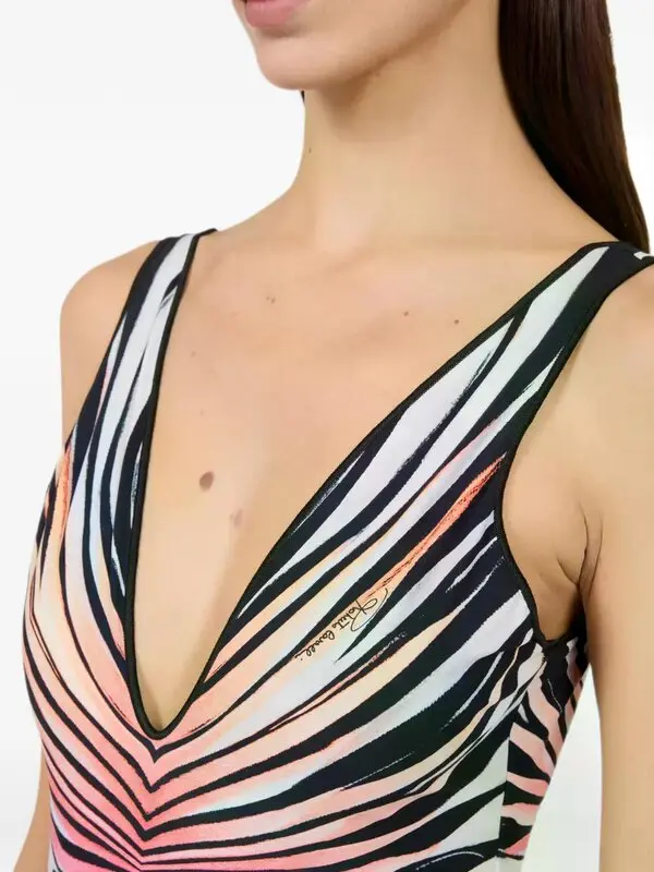 Roberto Cavalli Printed V-neck One-piece Swimsuit