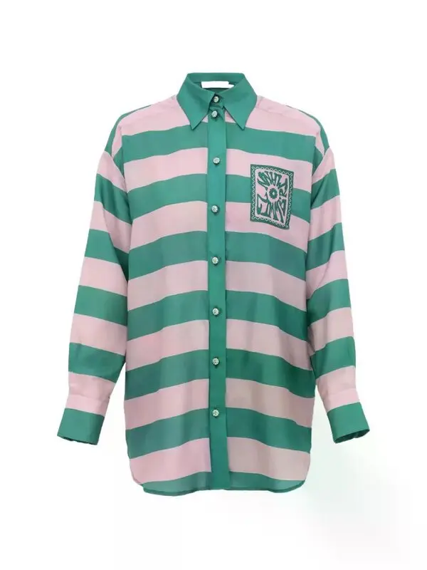 Zimmermann Striped Patch-detail Shirt - Green