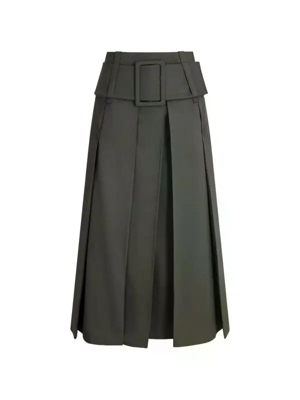 PATOU Belted Pleated Midi Skirt