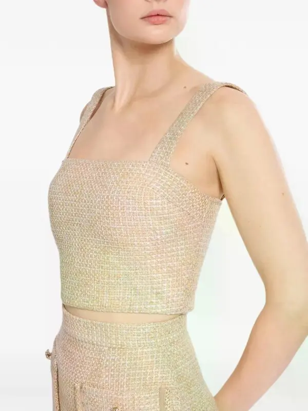 Elie Saab Tweed Cropped Top