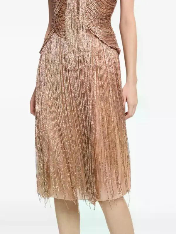 Elie Saab Bead-embroidered Fringed Midi Skirt