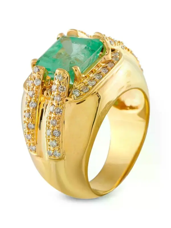 LB EXCLUSIVE 14k Yellow Emerald And Diamond Ring - Gold