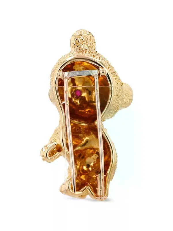Cartier 1960s Ruby And Enamel Bear Brooch - Gold