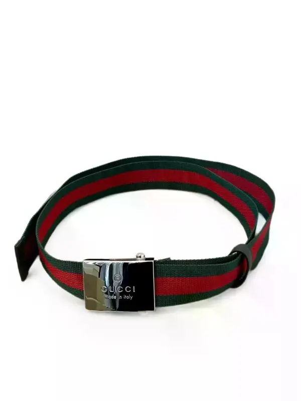 Gucci Web-stripe Plaque-buckle Belt