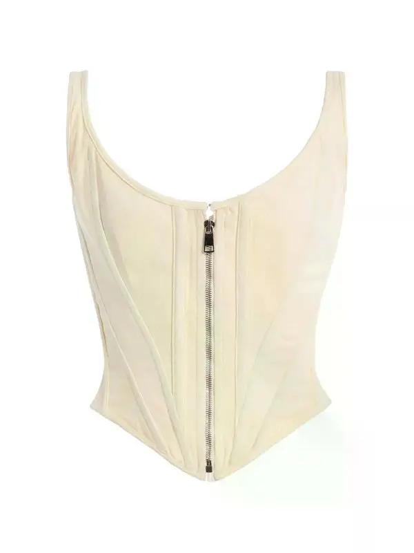 WIEDERHOEFT Zip-front Corset Top - Neutrals