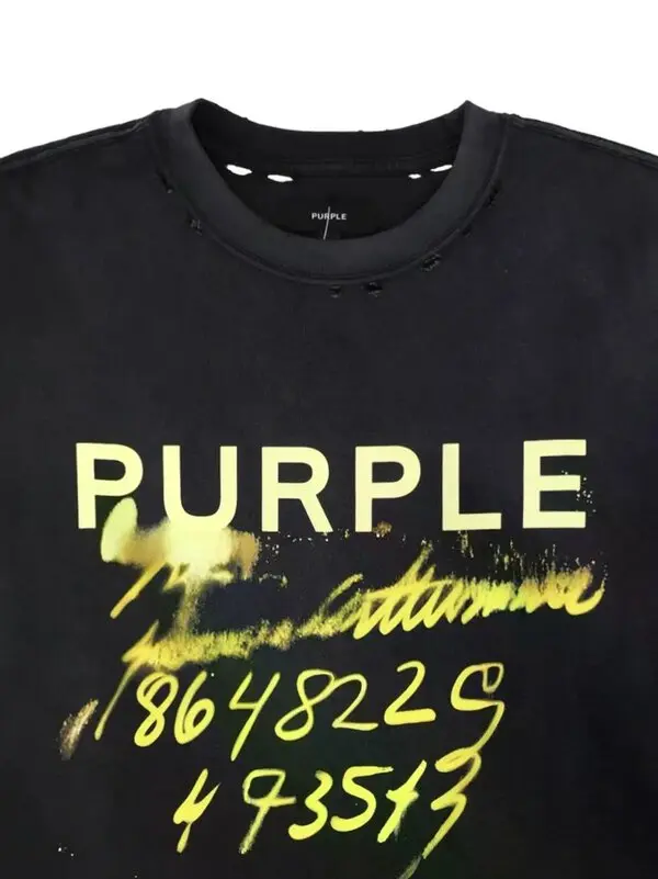 PURPLE BRAND Distressed Logo-print T-shirt - Black