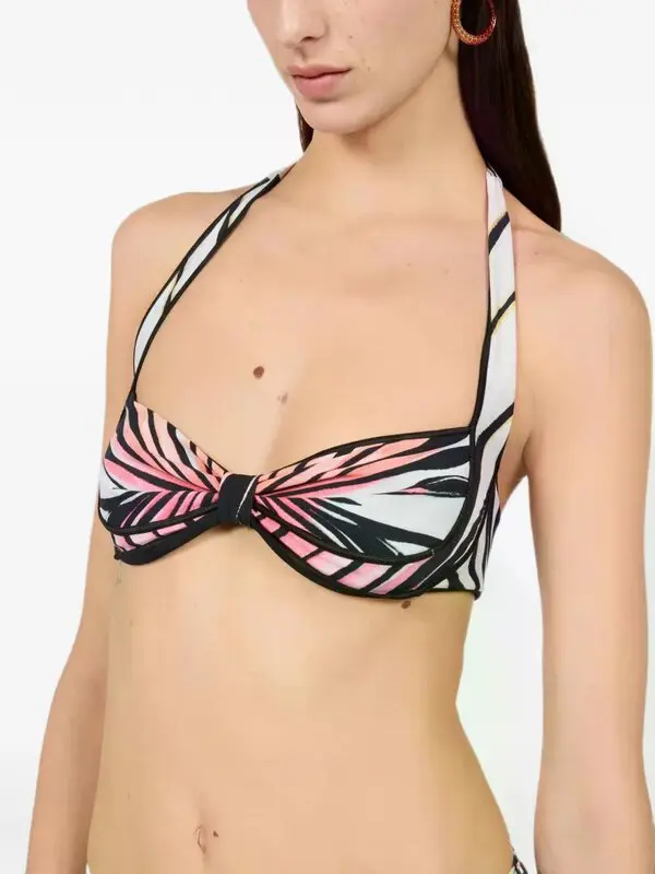 Roberto Cavalli Palm-print Bikini Top