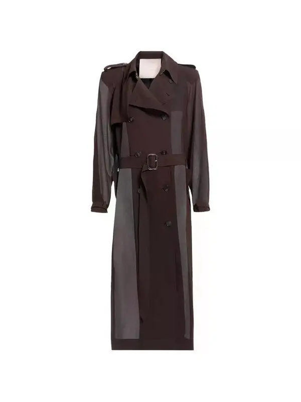 Elie Saab Sheer-panelled Double-breasted Trench Coat