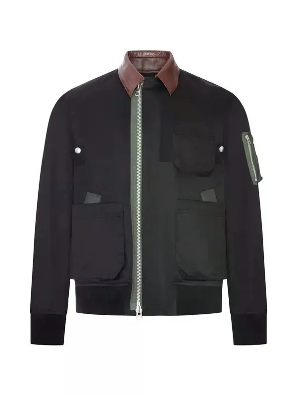 Sacai Leather-trimmed Utility Bomber Jacket