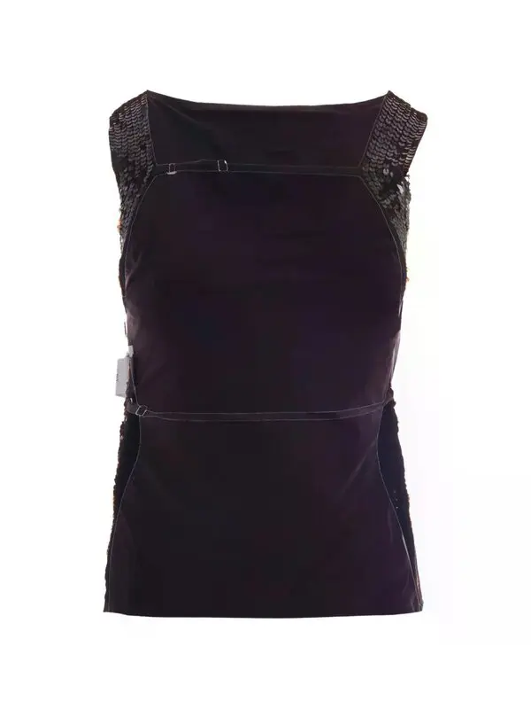 P.a.r.o.s.h Sleeveless Sequin Embellished Floral Top