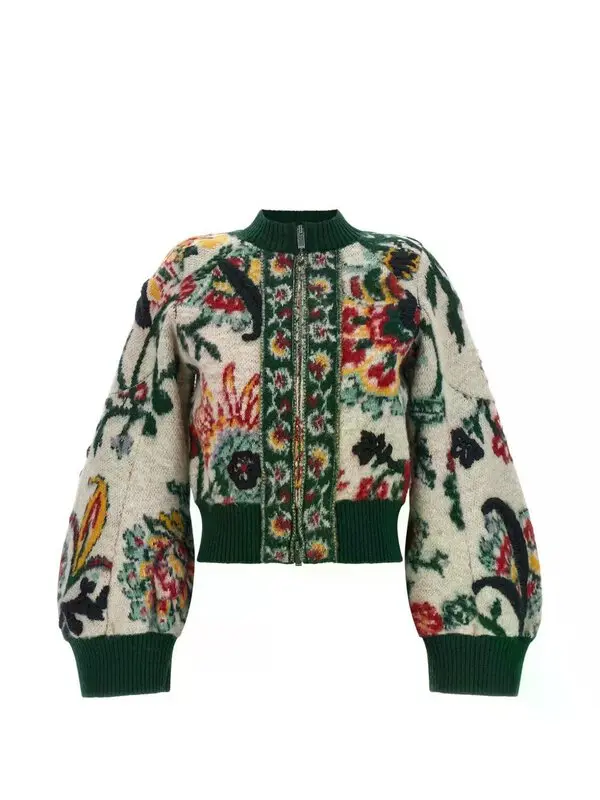 Sacai Floral-jacquard Cropped Jacket
